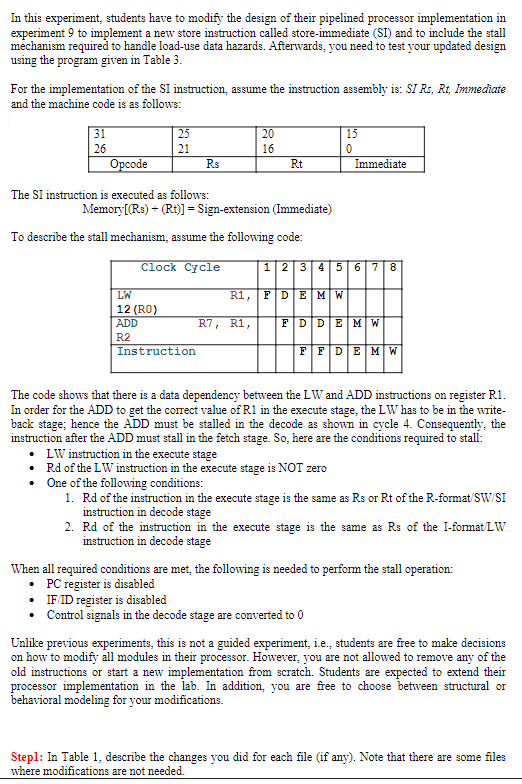 Solved In this experiment, students have to modify the | Chegg.com