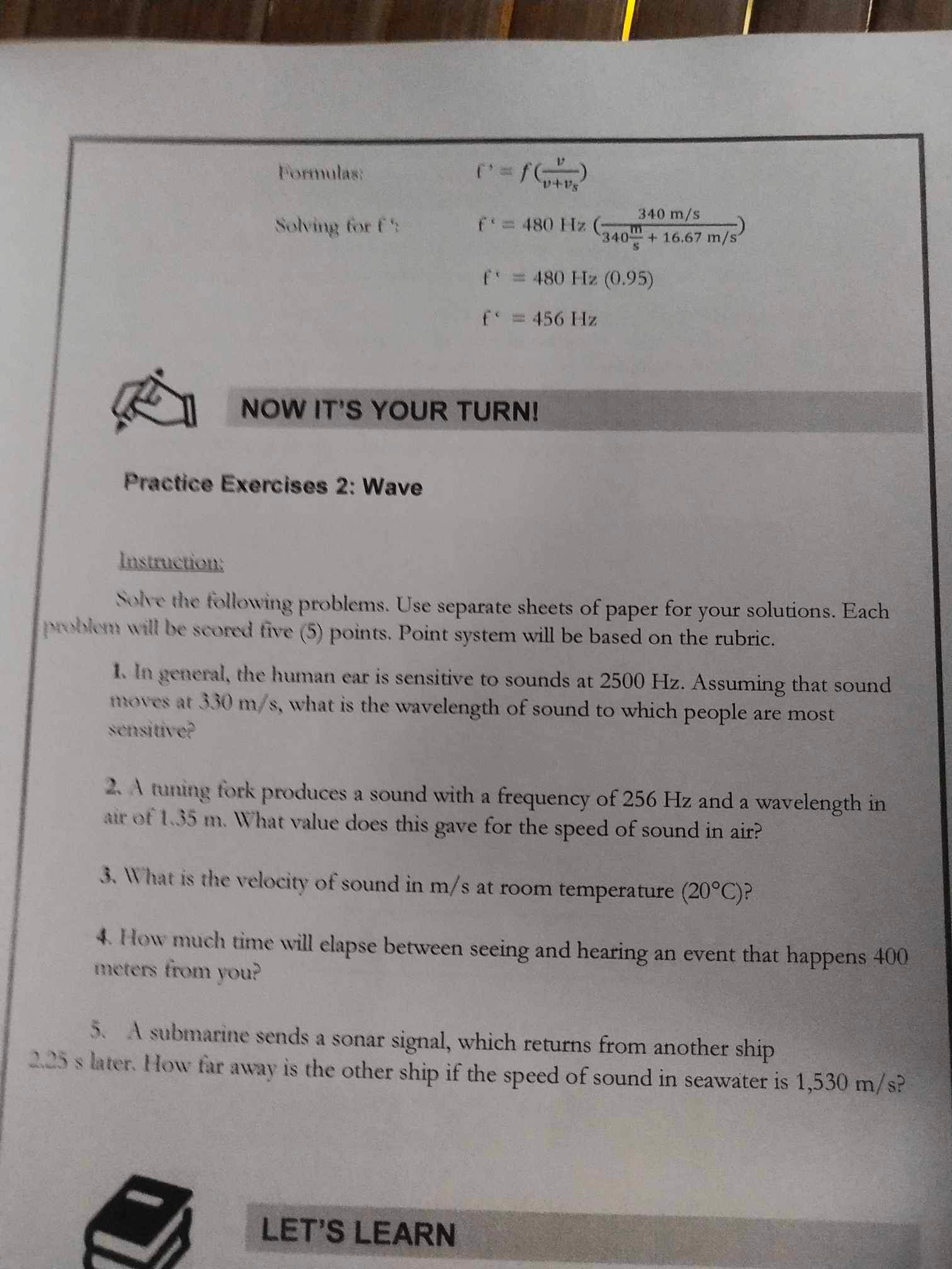 Solved Formulas:f'=f(vv+vs)Solving for fs | Chegg.com