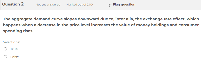 Solved The aggregate demand curve slopes downward due to, | Chegg.com