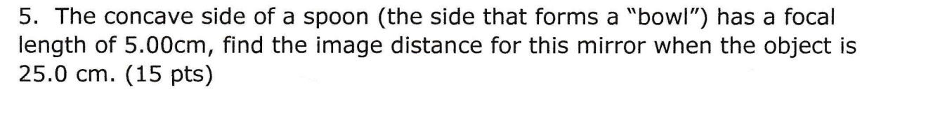 Solved 5. The concave side of a spoon (the side that forms a | Chegg.com