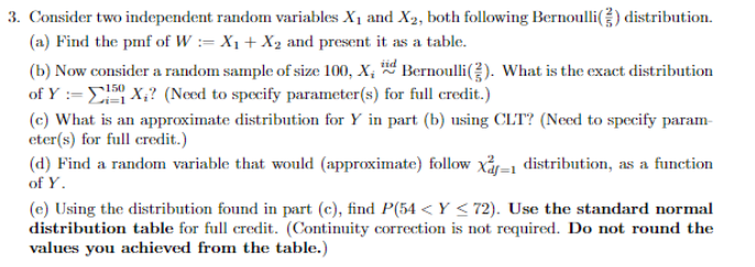 Solved 3. Consider two independent random variables X1 and | Chegg.com