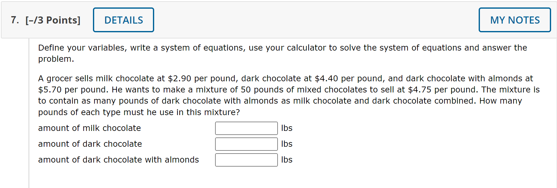 Solved Define your variables, write a system of equations, | Chegg.com