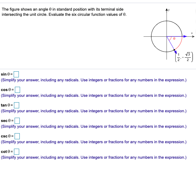 Solved The figure shows an angle in standard position with | Chegg.com