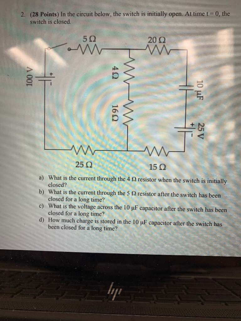 Solved 2. (28 Points) In the circuit below, the switch is | Chegg.com