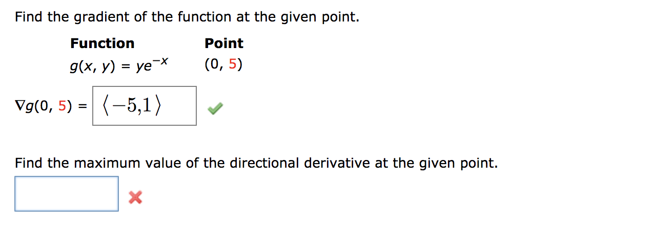 Solved Find the gradient of the function at the given point. | Chegg.com