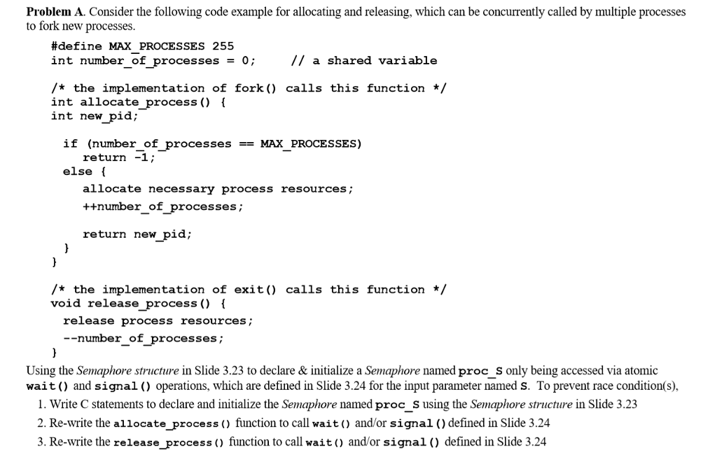 Solved Problem A. Consider the following code example for | Chegg.com