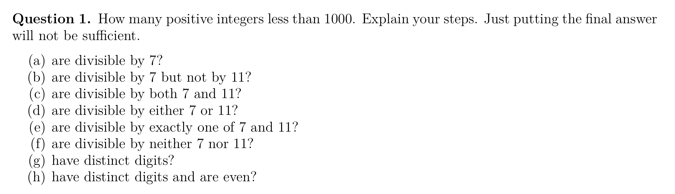 Solved Question 1. ﻿How many positive integers less than | Chegg.com