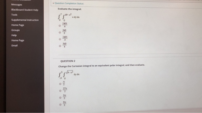 Solved e Question Completion Status: Messages Blackboard | Chegg.com