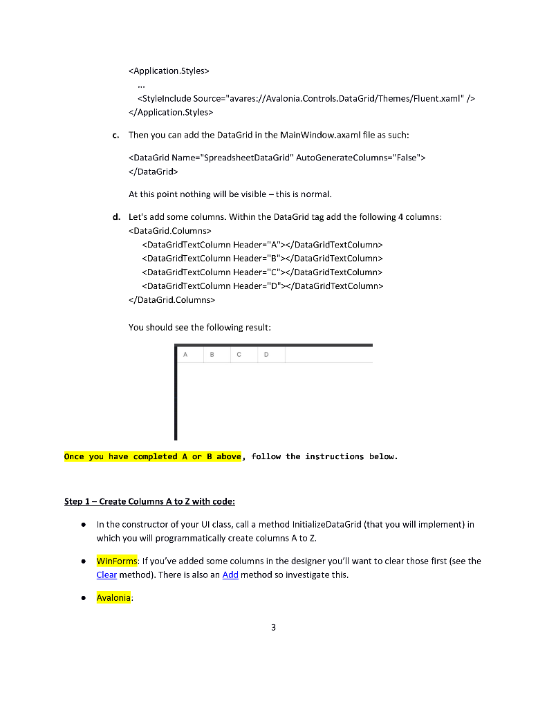 First Steps for your Spreadsheet Application Cpt S | Chegg.com