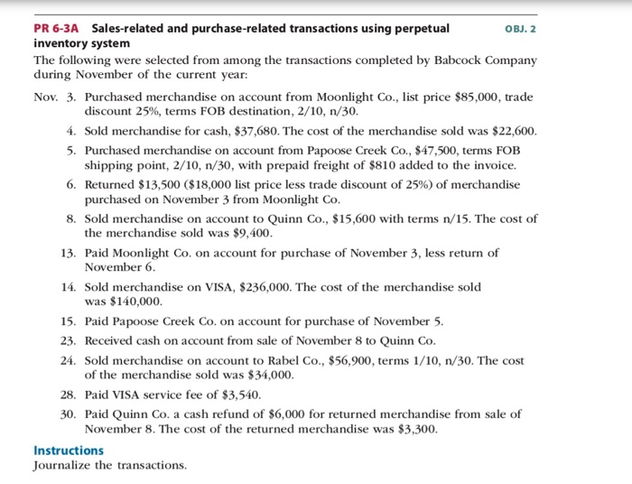 Solved PR 6-3A Sals-related and purchase-related | Chegg.com