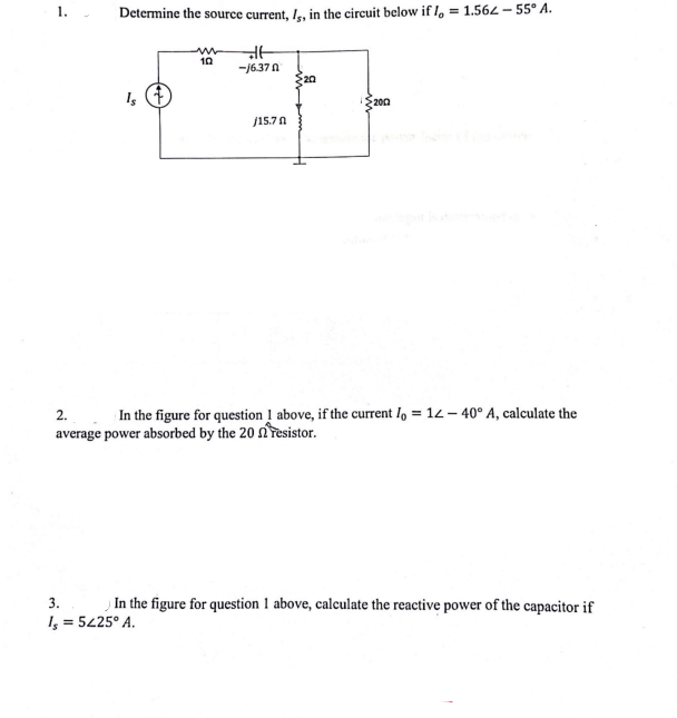 Solved 1. Determine the source current, Is, in the circuit | Chegg.com