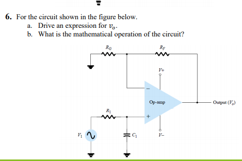 Solved 6. For the circuit shown in the figure below. a. | Chegg.com
