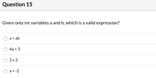 Question 15 Given Only Int Variables A And B Which 