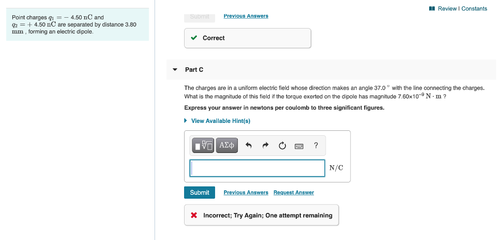 Solved II Review | Constants Submit Previous Answers Point | Chegg.com