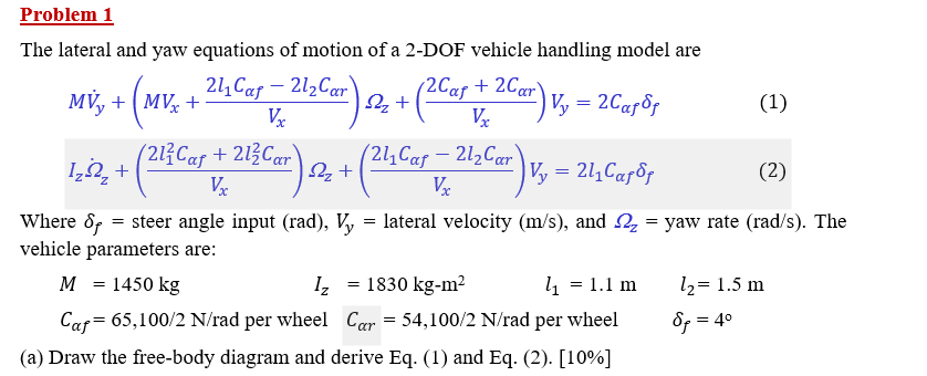 #2Car) v = 2 Casos x 22 + Problem 1 The lateral and | Chegg.com