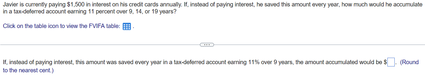 Solved Javier is currently paying $1,500 in interest on his | Chegg.com