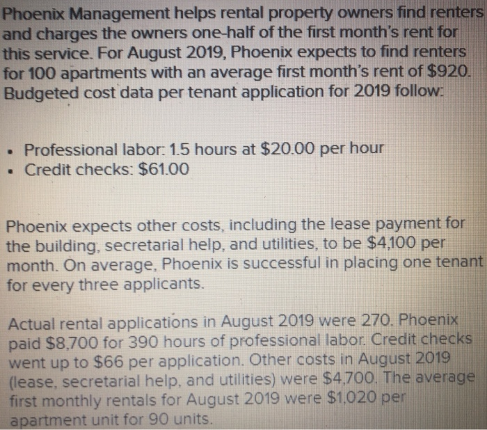 Solved Phoenix Management helps rental property owners find | Chegg.com