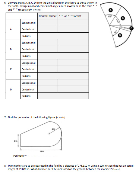Solved 6. Convert angles A B, C, D from the units shown on | Chegg.com