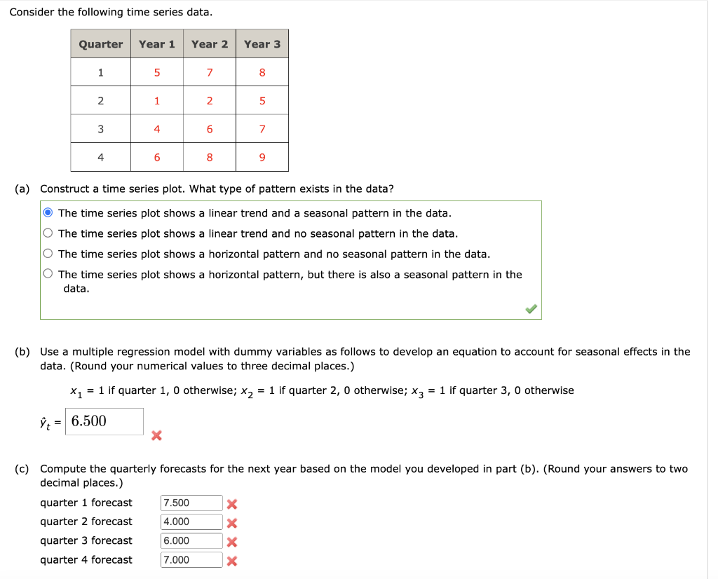 Solved Consider the following time series data. (a) | Chegg.com