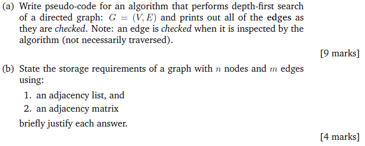 Solved (a) Write pseudo-code for an algorithm that performs | Chegg.com