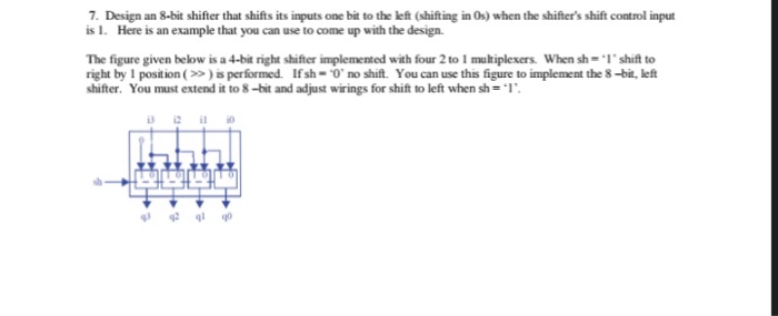 Solved Design an 8-bit shifter that shifts its inputs one | Chegg.com