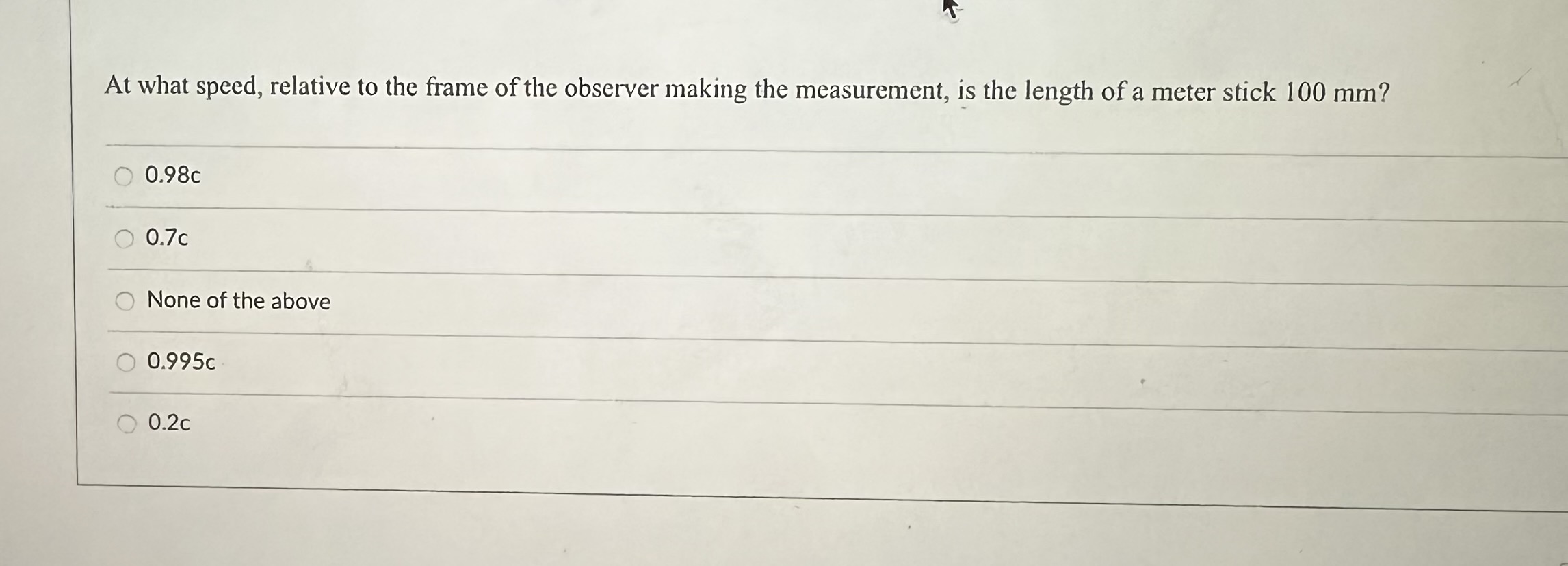 Solved At what speed, relative to the frame of the observer | Chegg.com