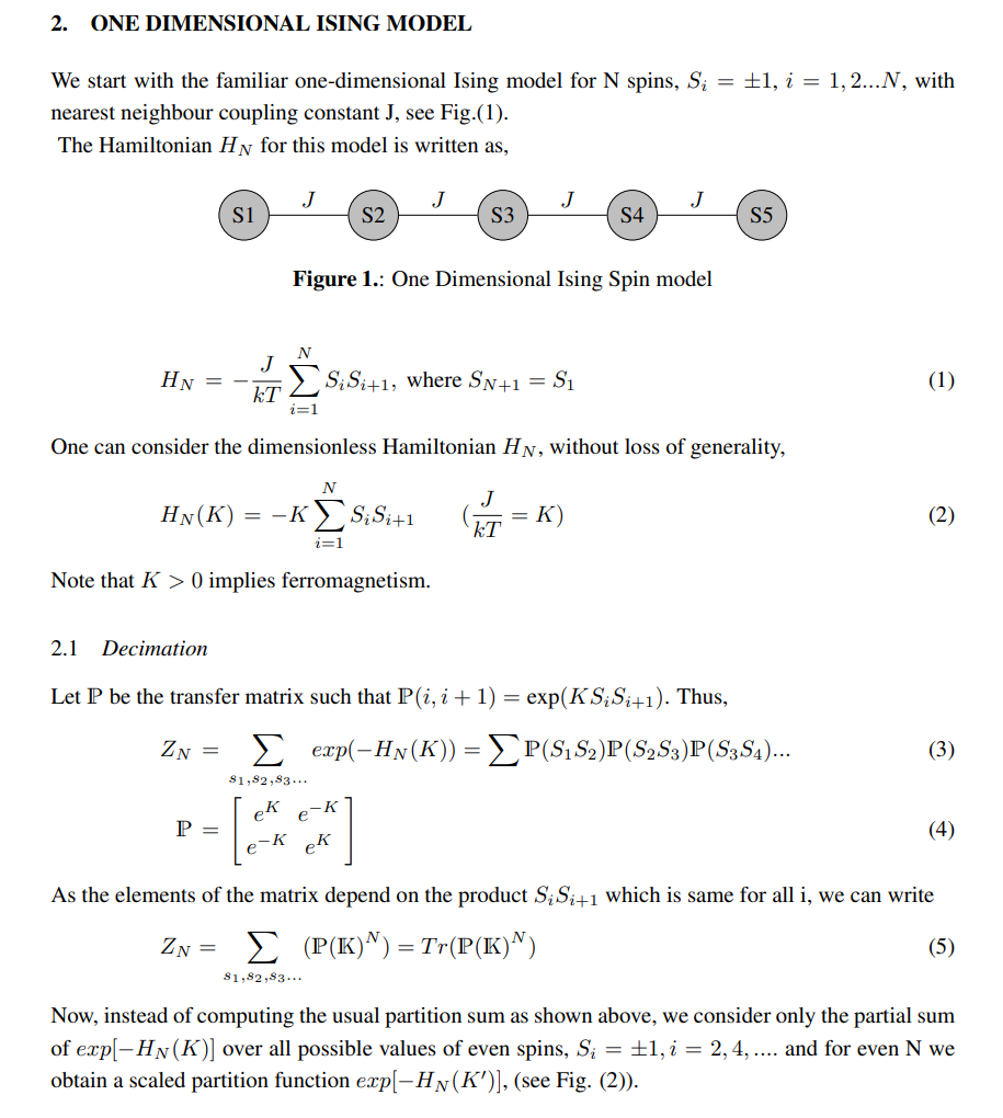 Solved Renormalization Group transformation for the 1D Ising | Chegg.com