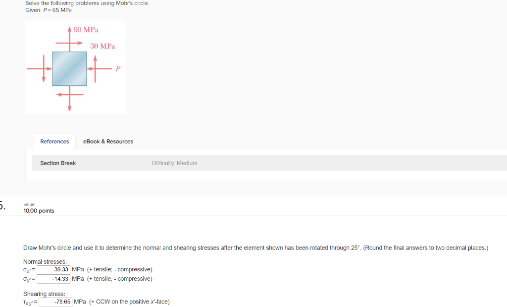 Solved Solve the following problems using Mohr's circle. | Chegg.com