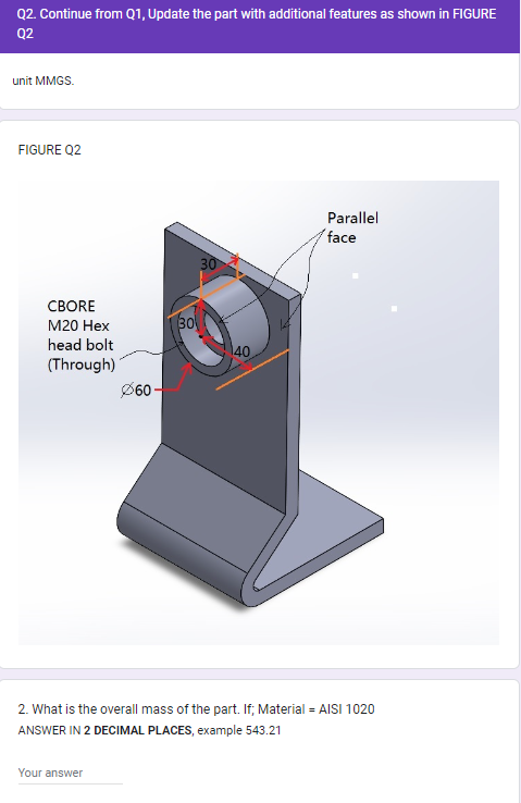 Solved Q1. Create the part shown in FIGURE Q1 using | Chegg.com