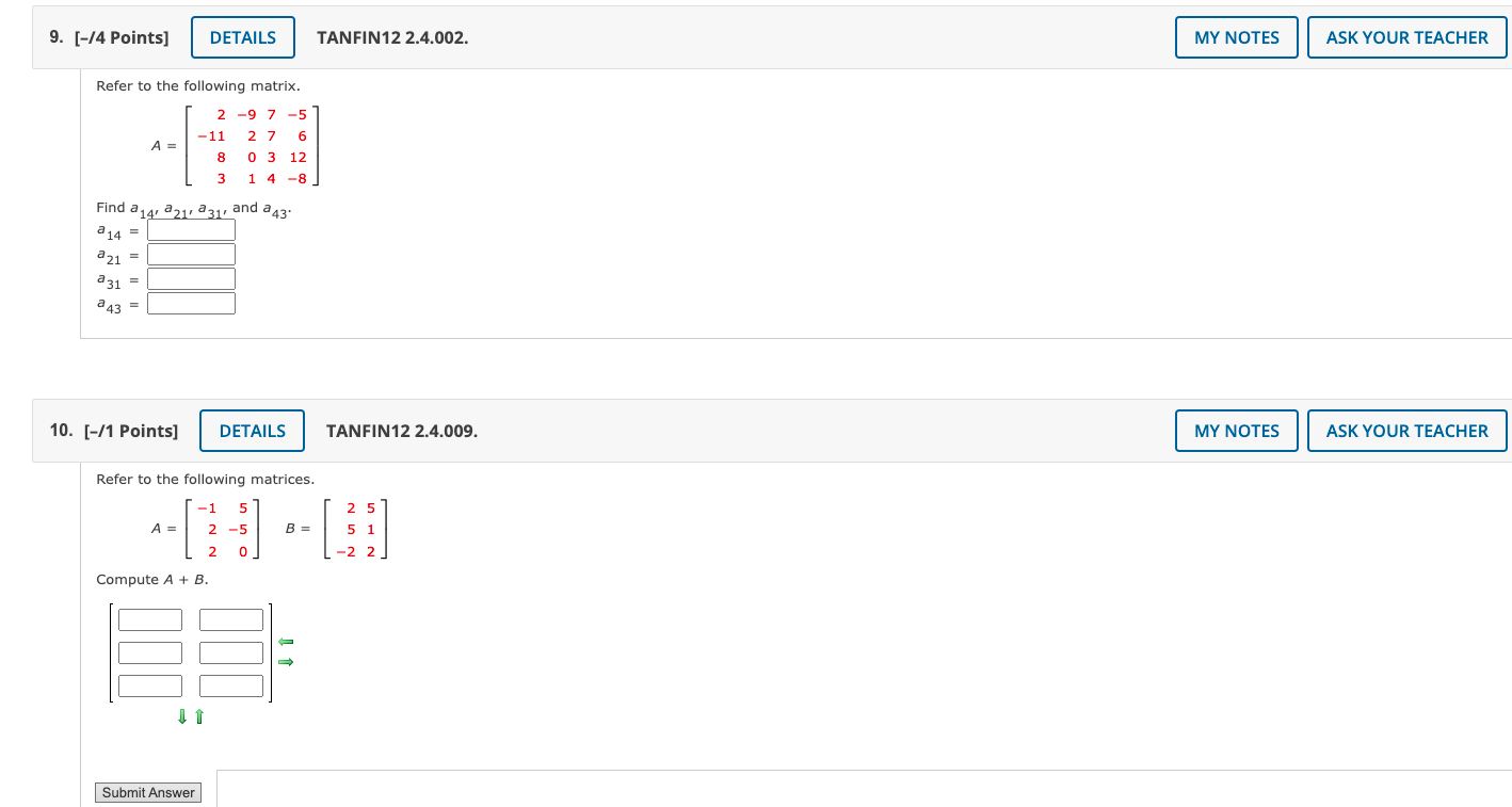Solved 9. [-14 Points] DETAILS TANFIN12 2.4.002. MY NOTES | Chegg.com