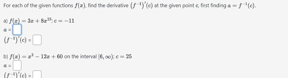 Solved For each of the given functions f(x), find the | Chegg.com