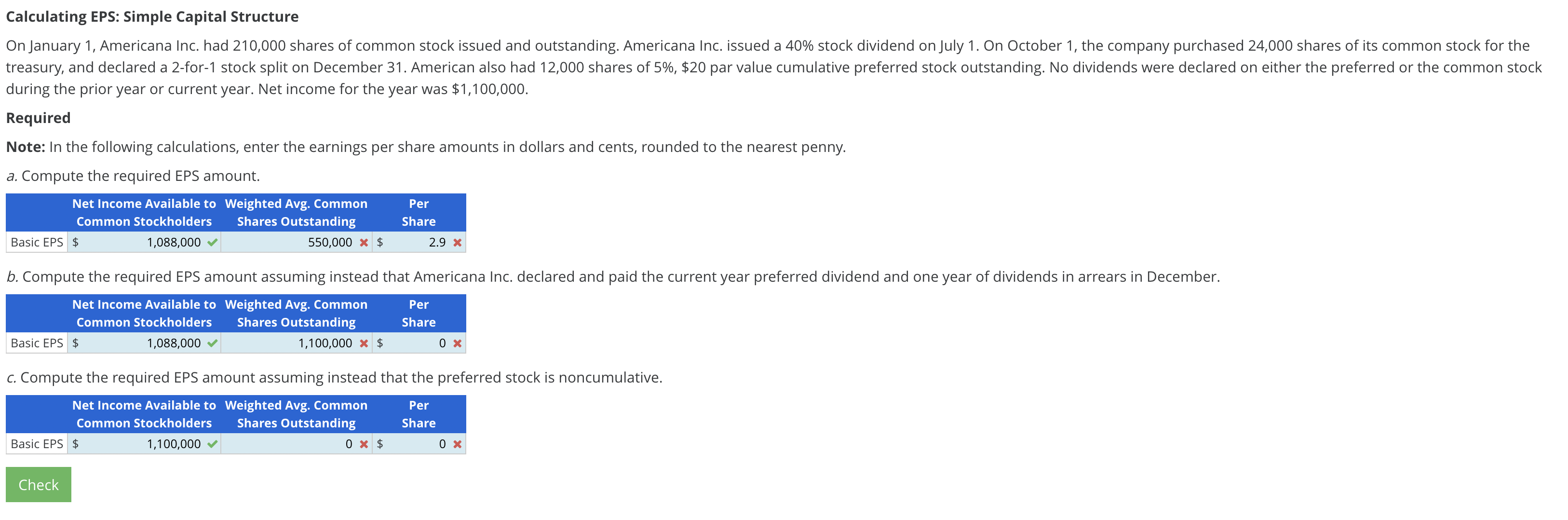 Solved Calculating EPS: Simple Capital Structure during the | Chegg.com