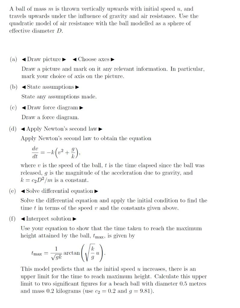 Solved A ball of mass m is thrown vertically upwards with | Chegg.com