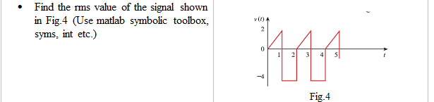 Solved Find the rms value of the signal shown in Fig. 4 (Use | Chegg.com