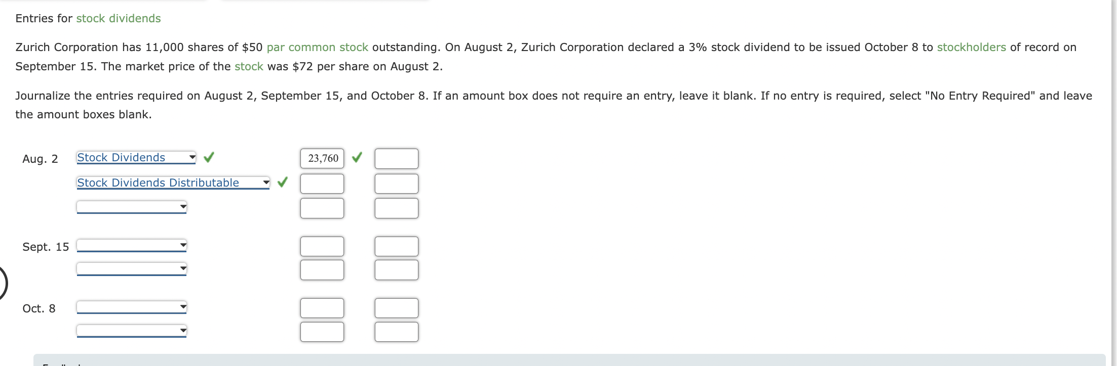 Solved September 15 . The market price of the stock was $72 | Chegg.com