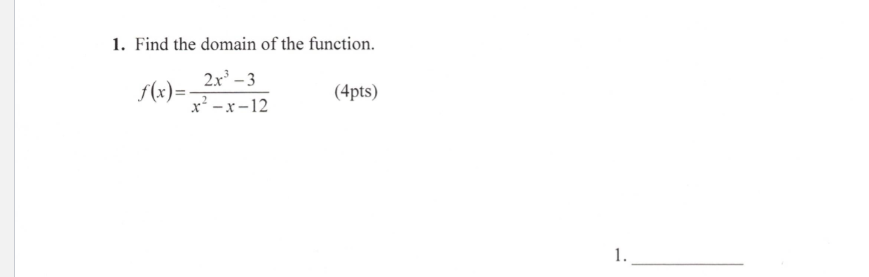 Solved Find The Domain Of The Function F X 2x3 3x2 X 12
