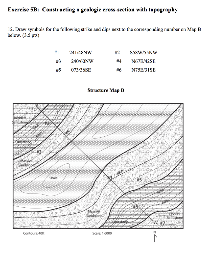 Solved Exercise 5B: Constructing a geologic cross-section | Chegg.com