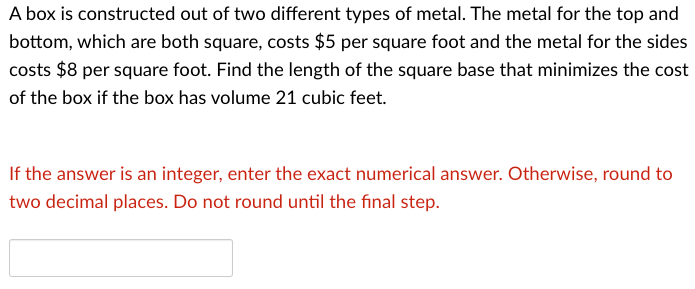 Solved A box is constructed out of two different types of | Chegg.com