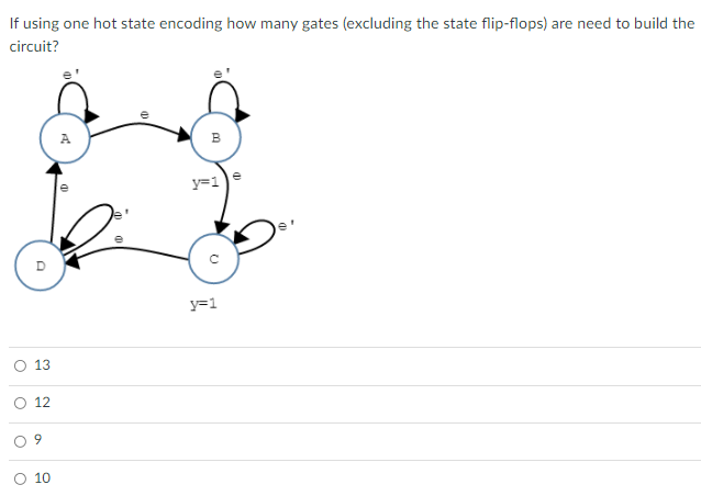 Solved If using one hot state encoding how many gates | Chegg.com