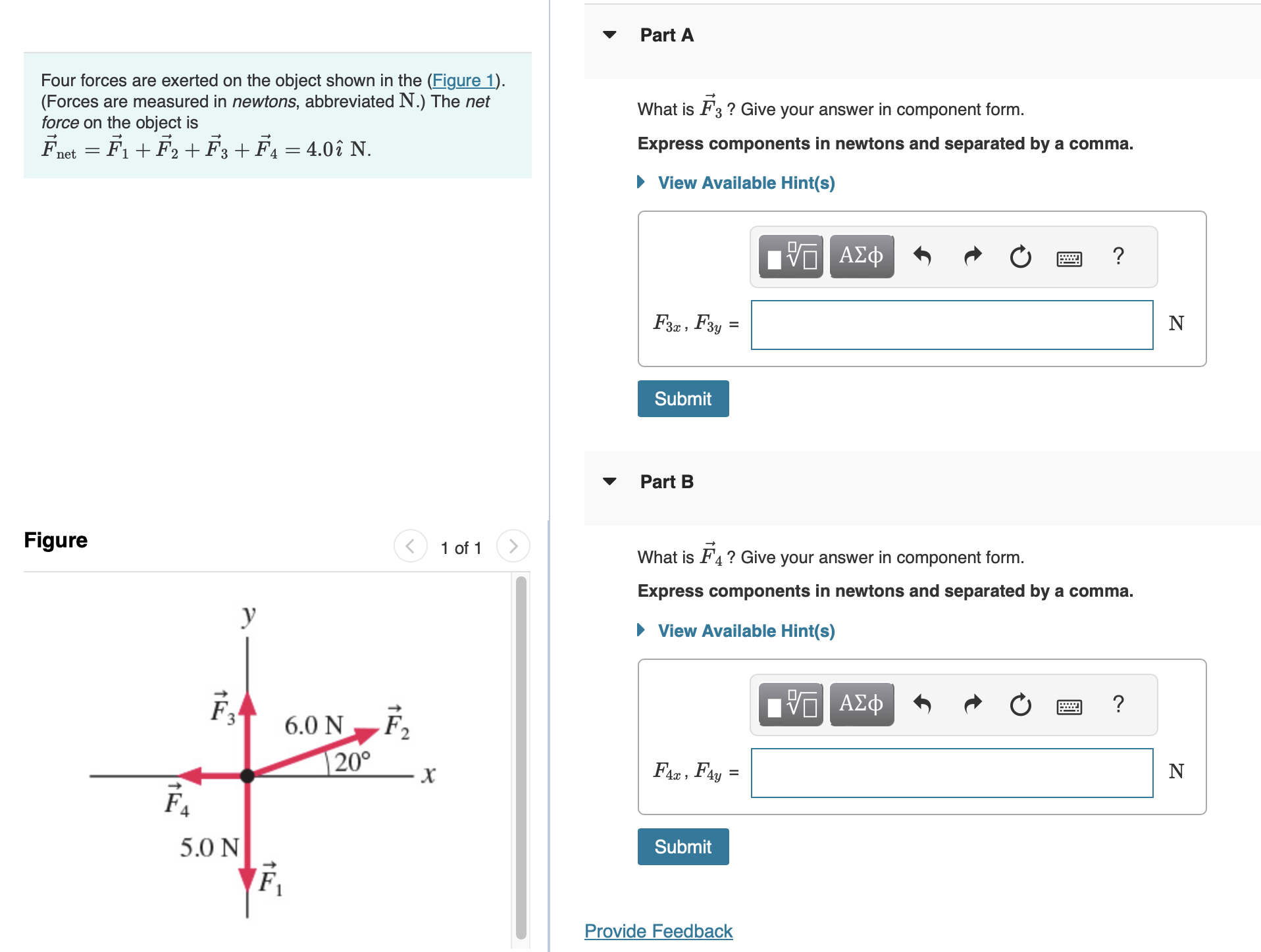 Solved Four forces are exerted on the object shown in the | Chegg.com