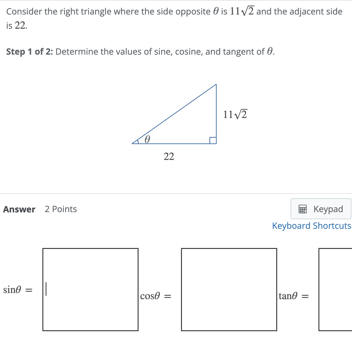 Solved Consider the right triangle where the side opposite θ | Chegg.com