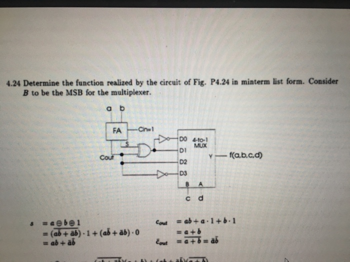 Solved 4.24 Determine the function realized by the circuit | Chegg.com