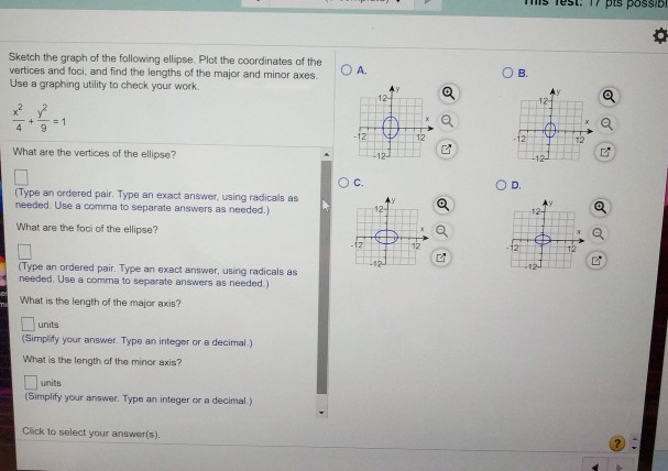Solved pts possib Sketch the graph of the following ellipse. | Chegg.com