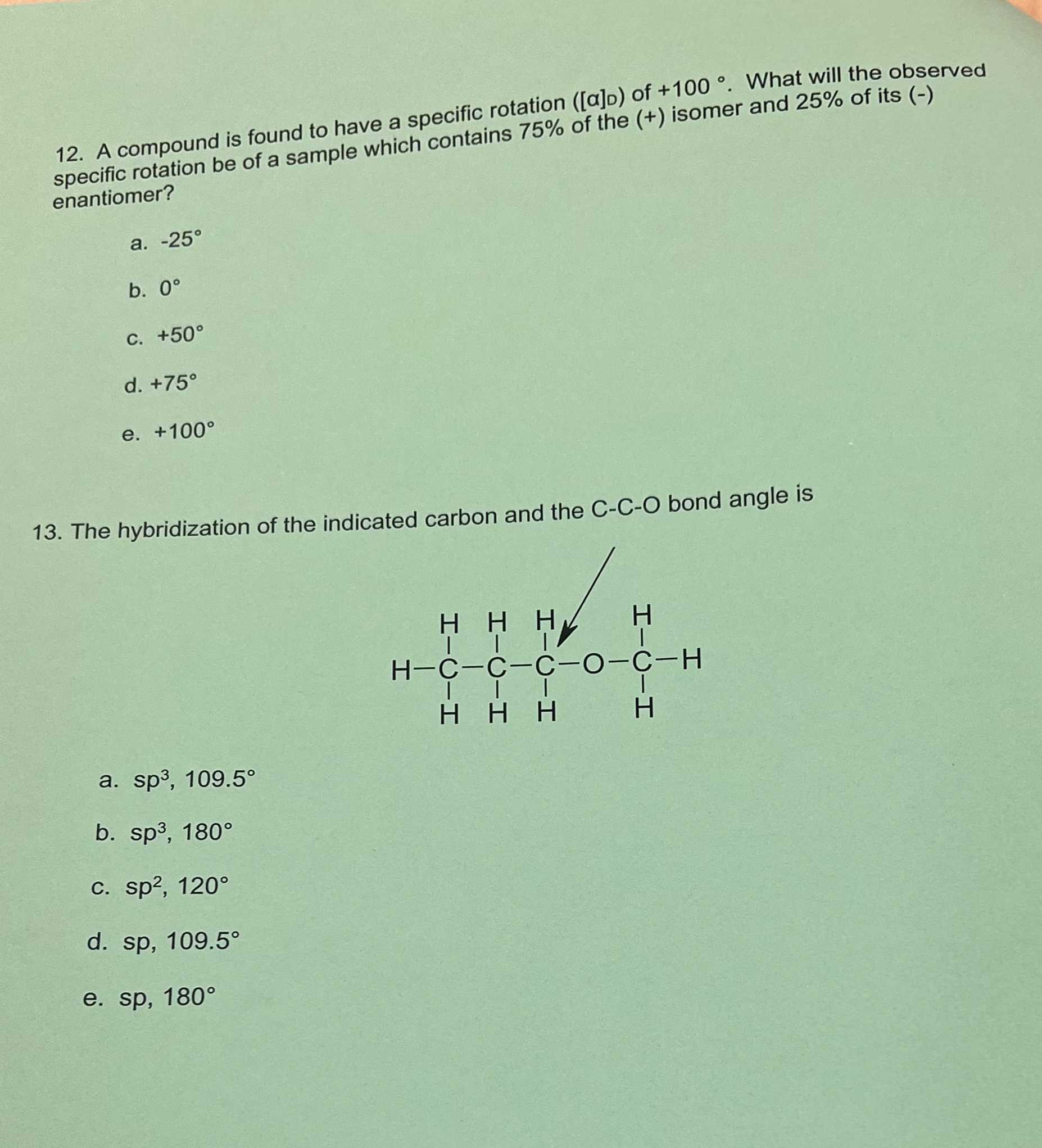 Solved A compound is found to have a specific rotation | Chegg.com