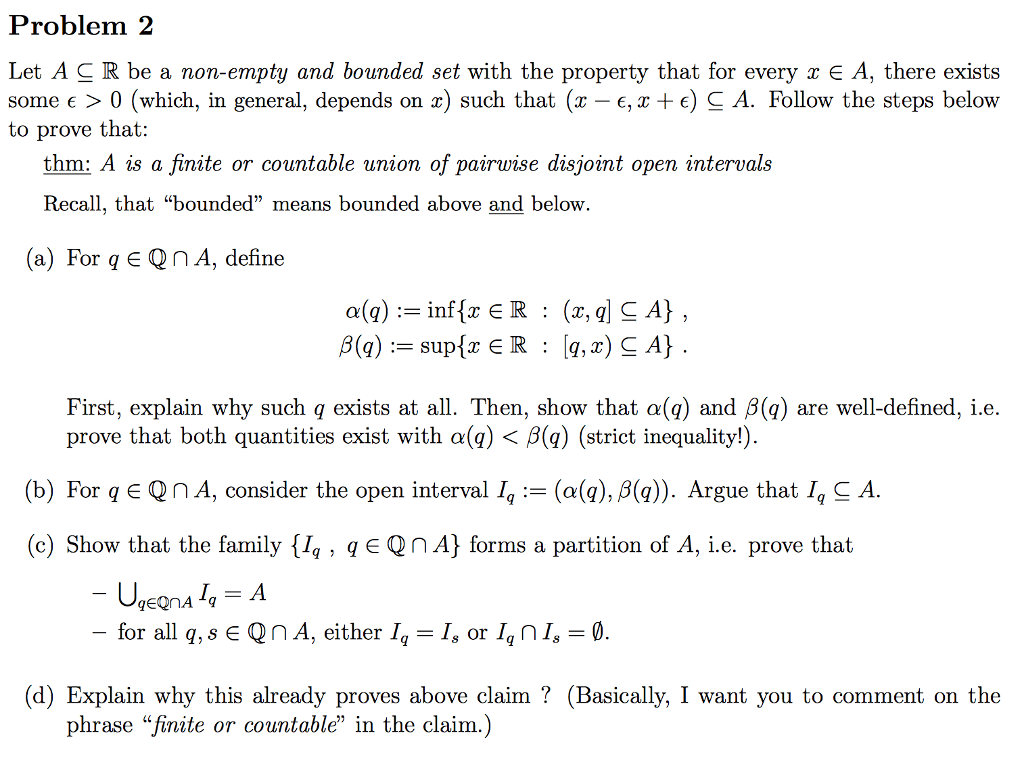 Solved Problem 2 Let ACR be a non-empty and bounded set with | Chegg.com