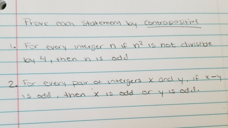 Solved trove each Statement by contrapositive For every | Chegg.com