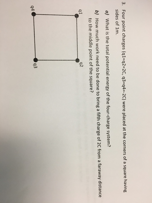 Solved Four point charges (q1 = q2 = 2C, q3 = q4 = -2C) were | Chegg.com