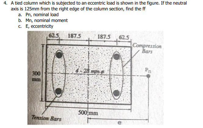Solved 4. A tied column which is subjected to an eccentric | Chegg.com