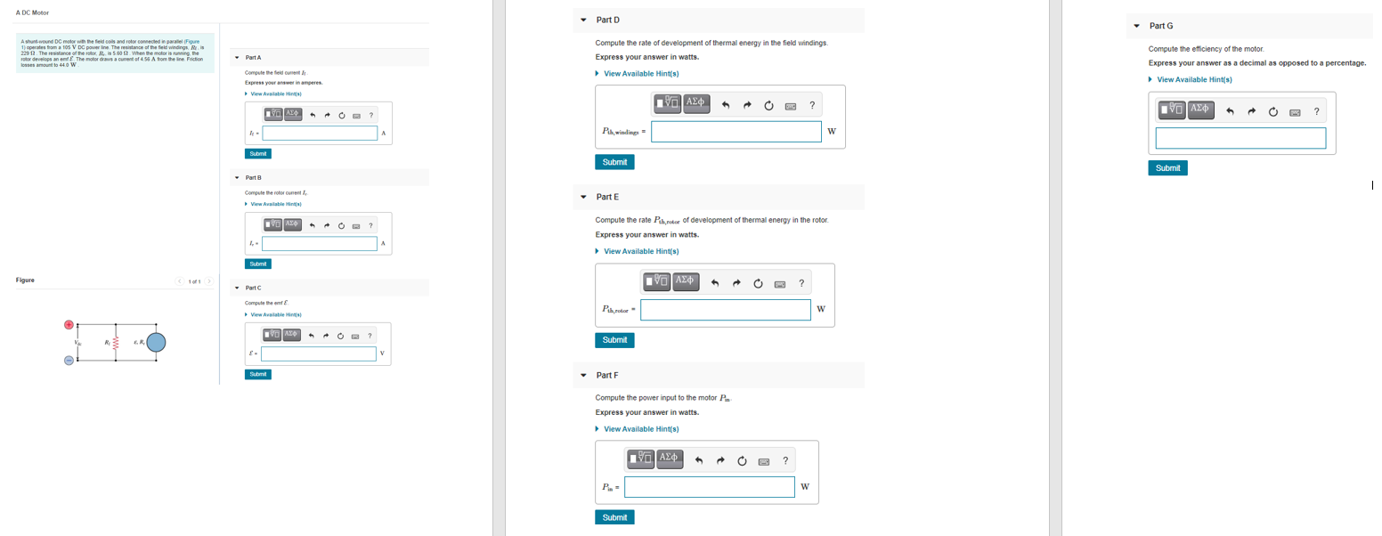 Solved A DC Motor Part D Part 6 Asu- wound DC motor with the | Chegg.com