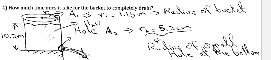 Solved Radius of bucket 4) How much time does it take for | Chegg.com